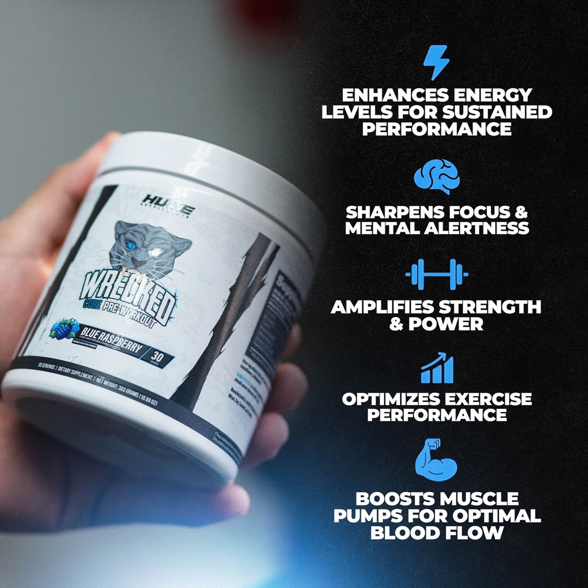 Huge Supplements Wrecked Core Pre Workout 30/15 Servings – NutriCartel