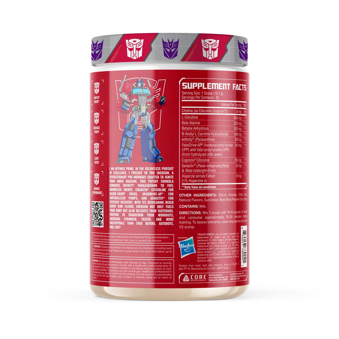 Energon Pre Workout | Core x Transformers Collab – Nutrition Cartel