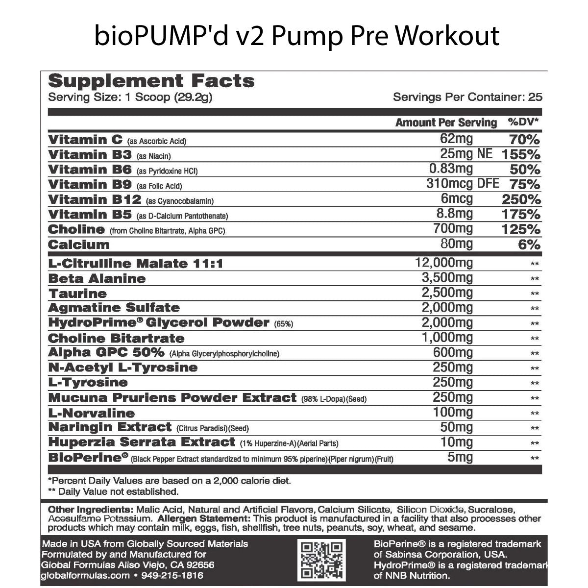 bioPUMP'd Pre Workout by Global Formulas – NutriCartel